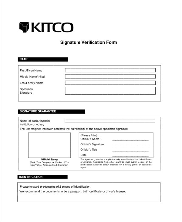 Free 23 Sample Verification Forms In Pdf Word Excel