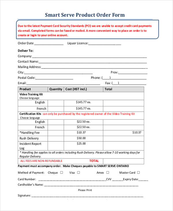 FREE 13+ Sample Product Order Forms in PDF | Excel | Word