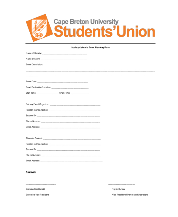 FREE 12+ Sample Event Planning Forms in PDF | Excel | Word