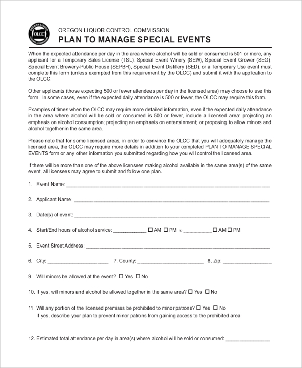 FREE 10+ Sample Event Management Forms in PDF | MS Word