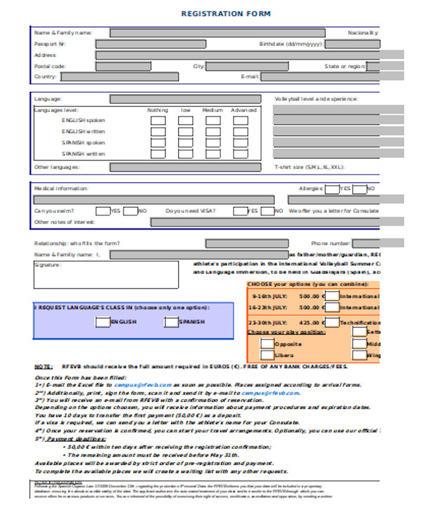 FREE 13+ Sample Camp Registration Forms in PDF | Excel | Word
