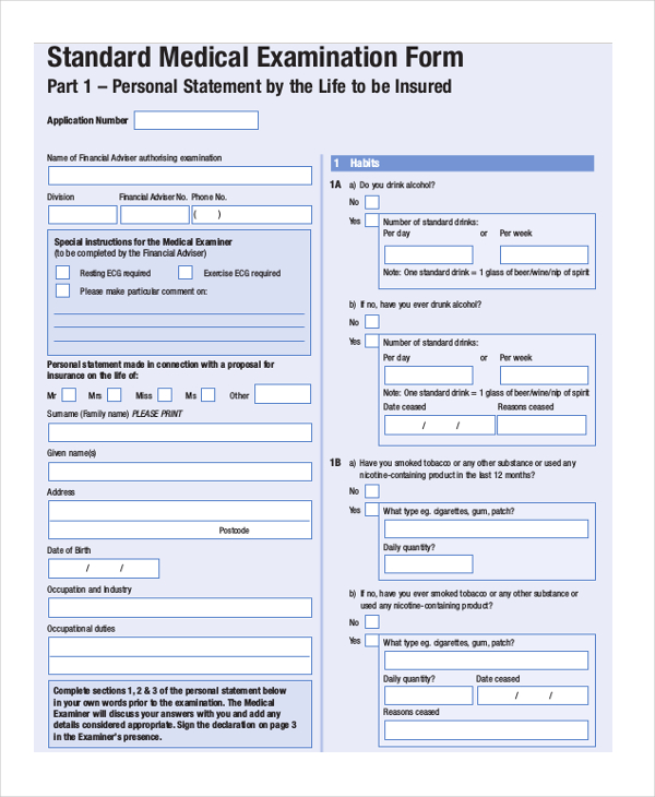 FREE 14+ Medical Examination Form Samples, PDF, MS Word, Google Docs, Excel