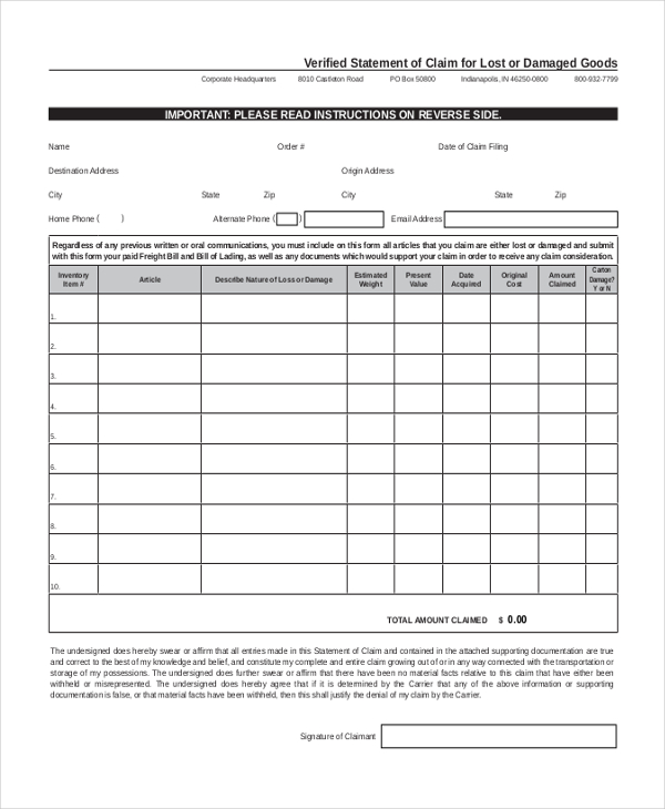 FREE 14+ Statement of Claim Form Samples, PDF, MS Word, Google Docs, Excel