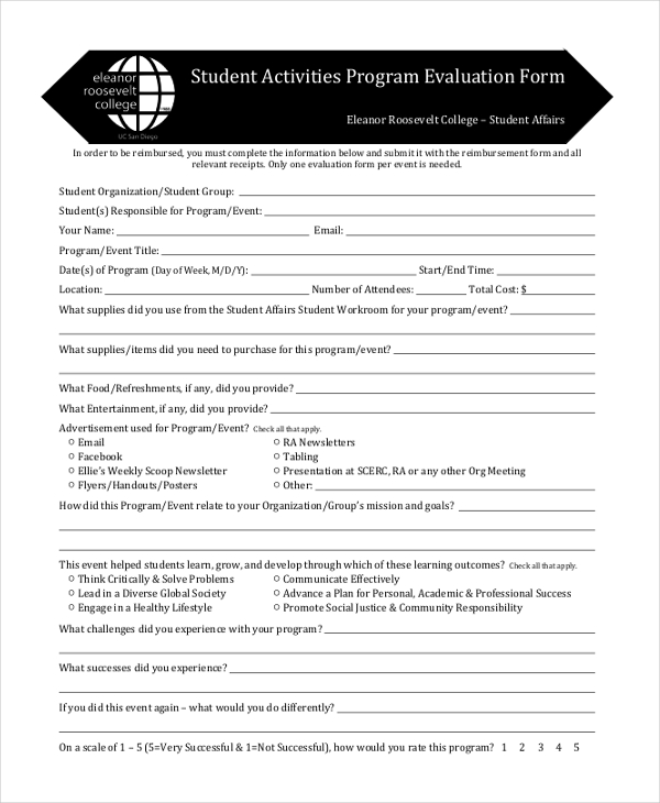 FREE 13+ Sample Program Evaluation Forms in PDF | Excel | Word