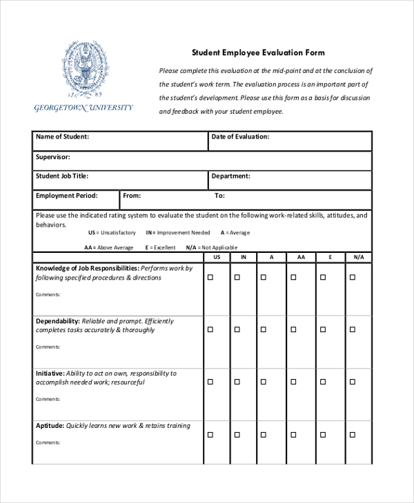 FREE 12+ Sample Job Performance Evaluation Forms in PDF | MS Word | Excel
