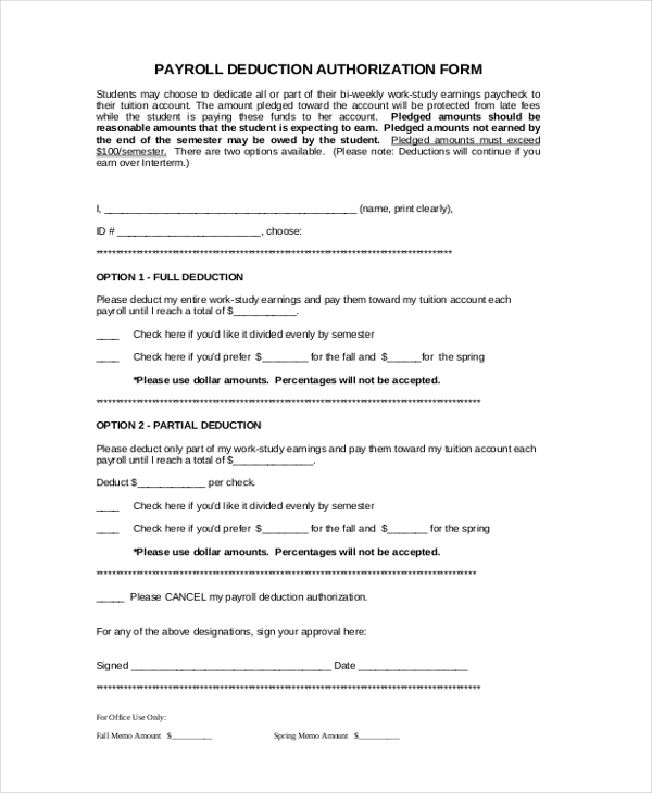 FREE 14+ Sample Payrolle Deduction Forms in PDF | Excel | Word