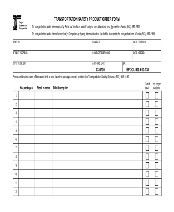 FREE 13+ Sample Product Order Forms in PDF | Excel | Word