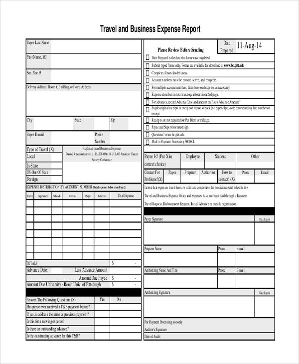 FREE 10+ Sample Business Expense Report Forms in PDF | Word | Excel