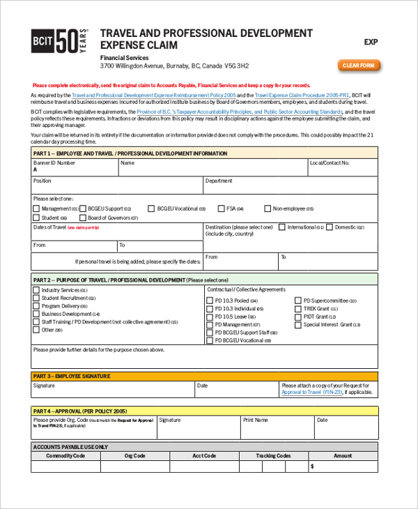 FREE 13+ Travel Expense Form Samples, PDF, MS Word, Google Docs, Excel