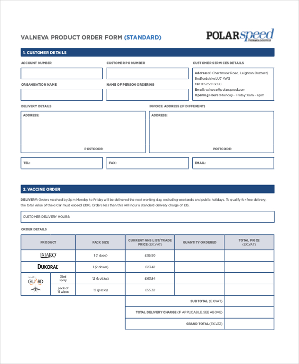 FREE 13+ Sample Product Order Forms in PDF | Excel | Word