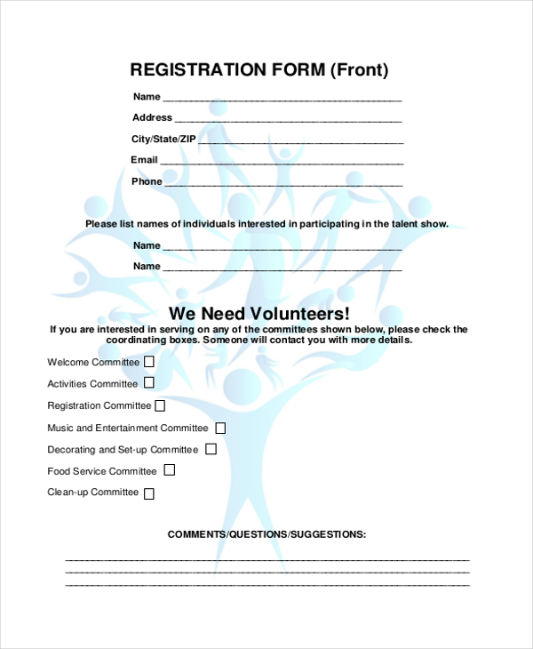 FREE 13+ Family Reunion Registration Form Samples, PDF, MS Word, Google ...
