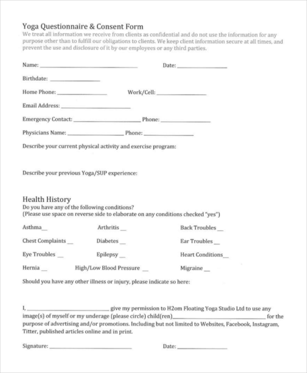 FREE 9+ Sample Questionnaire Consent Forms in PDF | MS Word