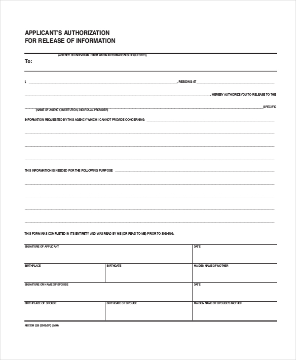 FREE 10+ Sample Release of Information Forms in PDF | Word | Excel