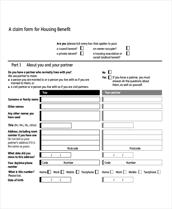 FREE 11+ Sample Housing Benefit Forms in PDF | MS Word