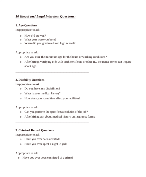 FREE 10+ Sample Interview Questionnaire Forms in PDF | MS Word | Excel