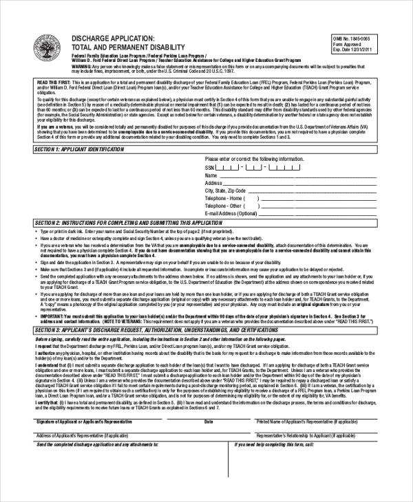 FREE 8+ Sample Disability Application Forms in PDF
