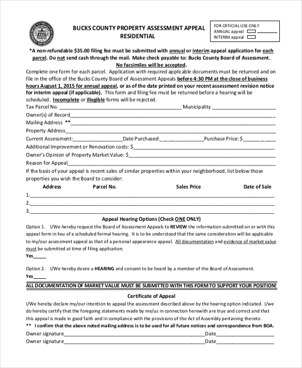 FREE 9+ Sample Property Assessment Forms in PDF | MS Word