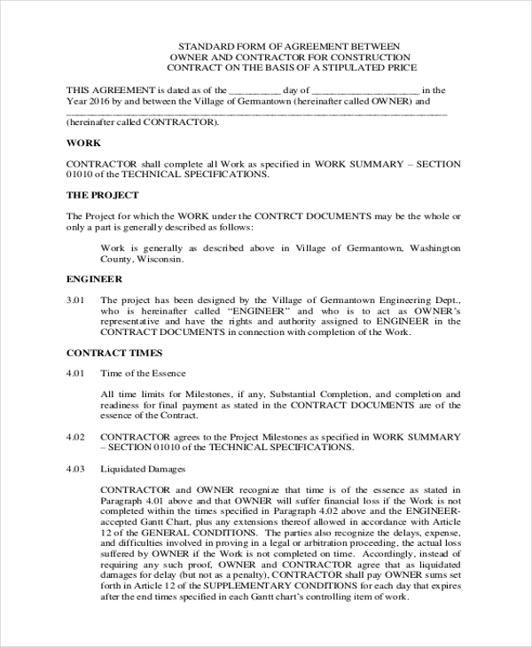 FREE 13+ Construction Agreement Forms in Samples, PDF, MS Word, Google Docs