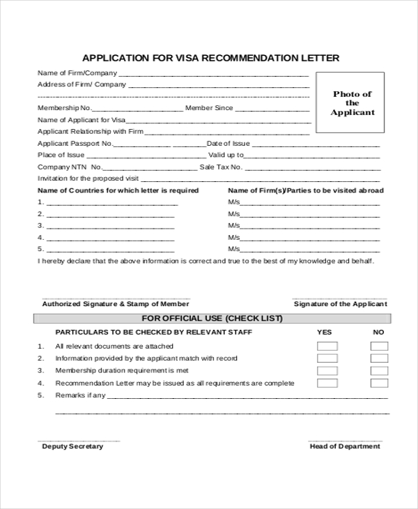 Recommendation Letter For Visa Application From Employer Recommendation Letter For Visa Application From Employer