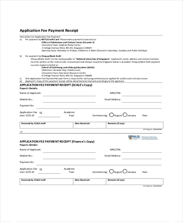 FREE 11+ Payment Receipt Form Samples, PDF, MS Word, Google Docs, Excel