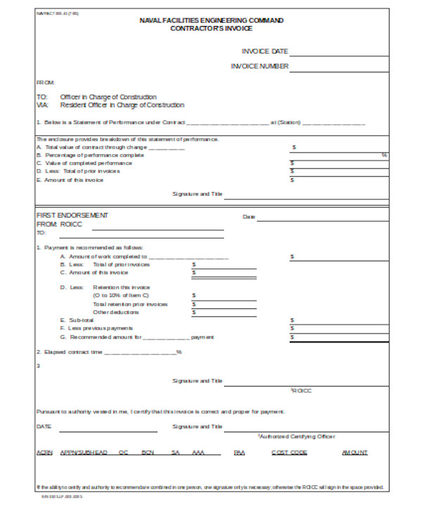 FREE 10+ Sample Contractor Invoice Forms in MS Word | PDF | Excel