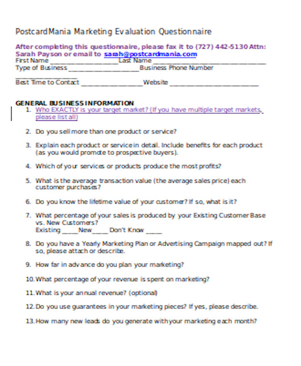 FREE 9+ Sample Marketing Evaluation Forms in PDF | MS Word