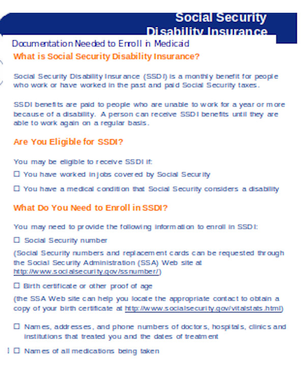 FREE 9+ Sample Social Security Disability Forms in PDF | Word