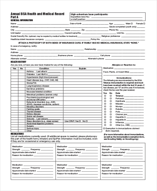 FREE 18+ Sample Health Forms in PDF | MS Word | Excel
