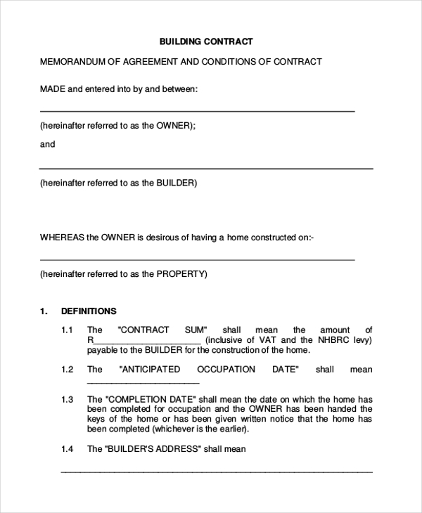 FREE 8+ Sample Contractor Contract Forms in PDF | MS Word