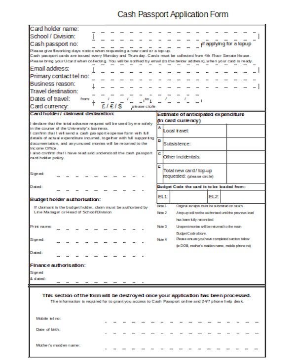 FREE 12+ Sample Passport Application Forms in PDF | MS Word | Excel