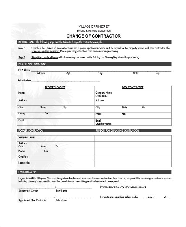 FREE 21+ Sample Contractor Forms in PDF | MS Word | Excel