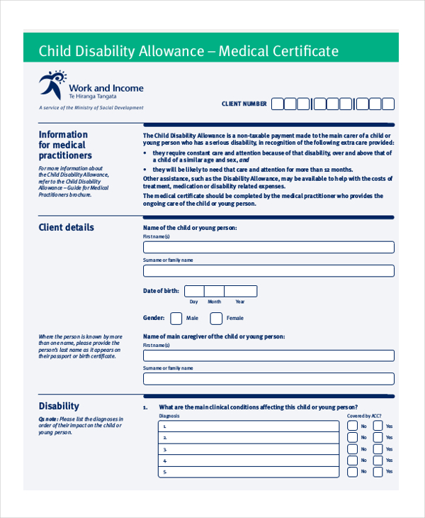 FREE 7+ Sample Disability Allowance Application Forms in PDF