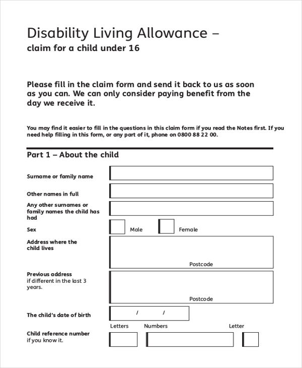 FREE 7+ Sample Disability Allowance Application Forms in PDF