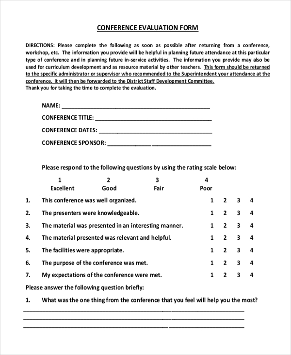 FREE 31+ Evaluation Form Samples, PDF, MS Word, Google Docs