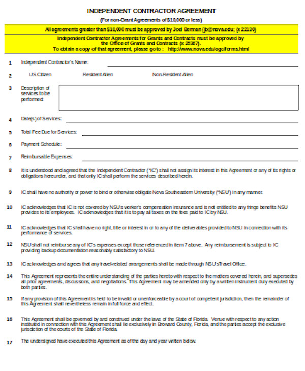 FREE 10+ Sample Contractor Agreement Forms in PDF | MS Word | Excel