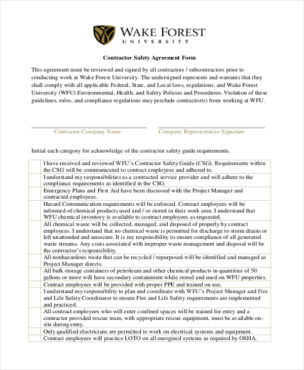 FREE 10+ Sample Contractor Agreement Forms in PDF | MS Word | Excel