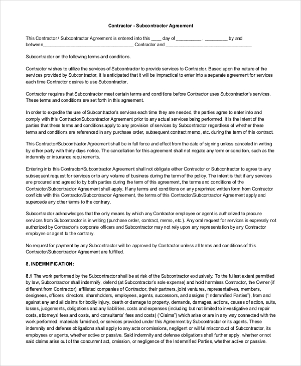FREE 10+ Sample Contractor Agreement Forms in PDF | MS Word | Excel