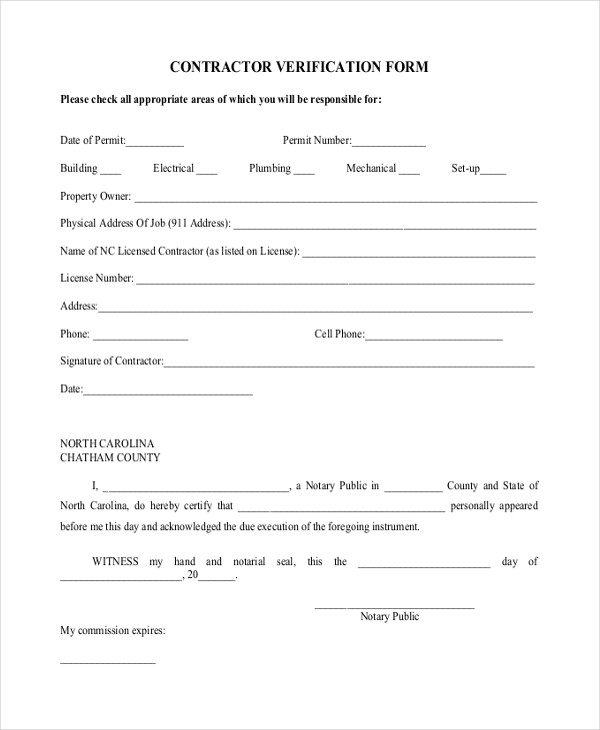 FREE 21+ Sample Contractor Forms in PDF | MS Word | Excel