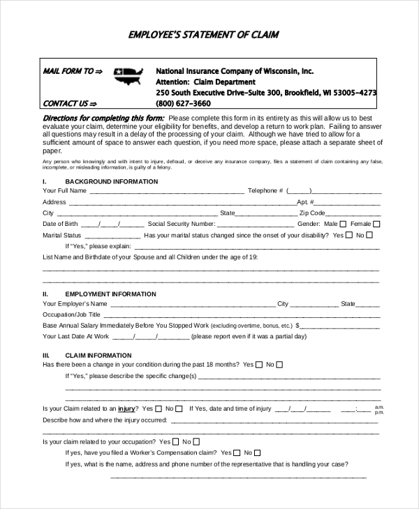FREE 11+ Sample Employee Statement Forms in MS Word | PDF | Excel