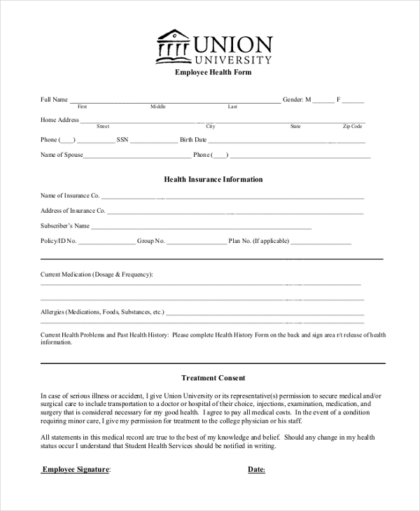 FREE 18+ Sample Health Forms in PDF | MS Word | Excel