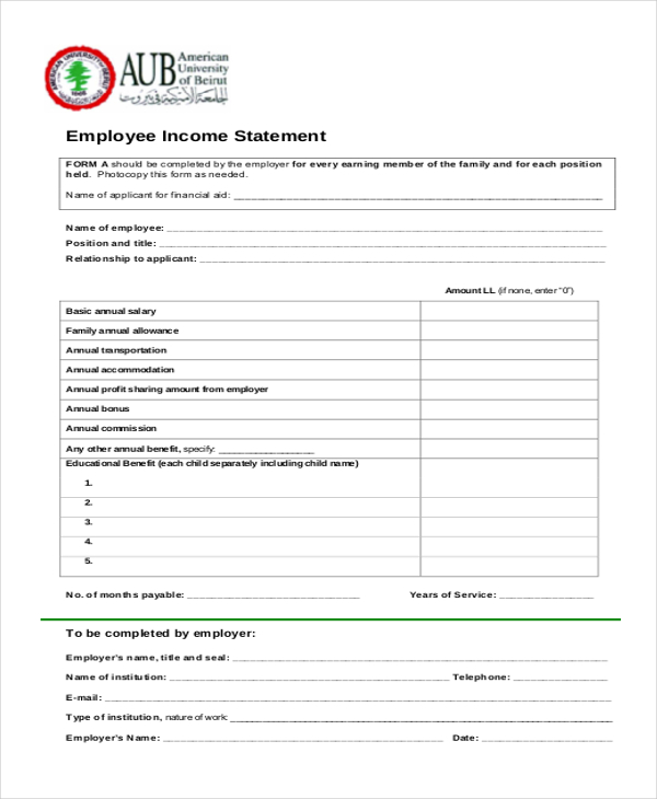 FREE 18+ Income Statement Form Samples, PDF, MS Word, Google Docs, Excel