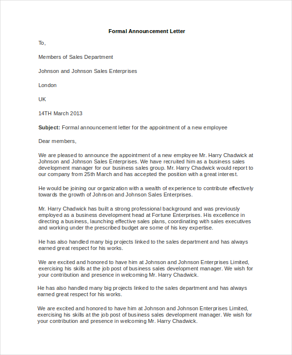 FREE 13+ Sample Formal Letters in PDF | MS Word