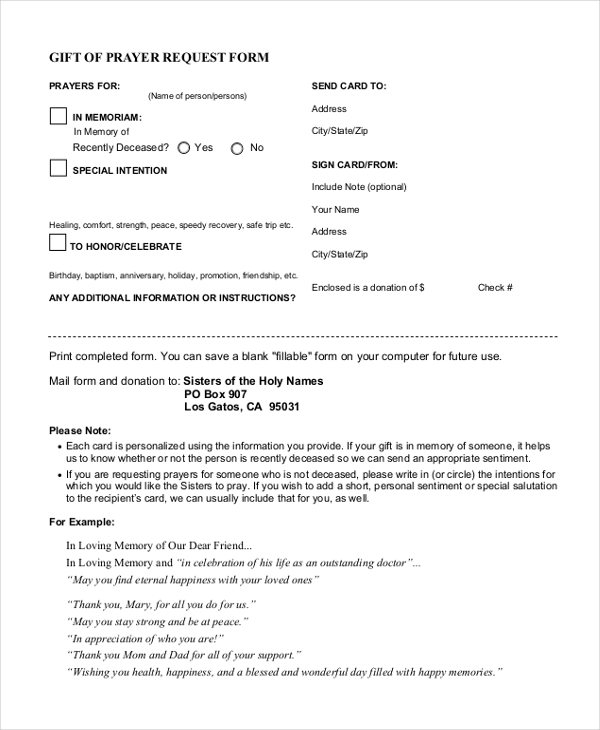 FREE 14+ Prayer Request Form Samples, PDF, MS Word, Google Docs