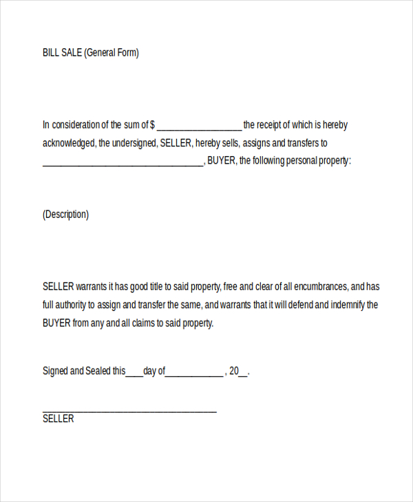 FREE 11+ Bill of Sale Forms and Samples in PDF | MS Word