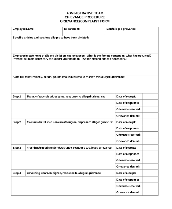 FREE 10+ Sample HR Complaint Forms in MS Word | PDF