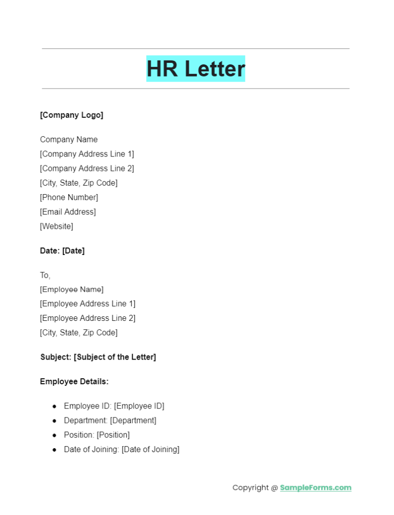 FREE 12+ HR Letter Samples, PDF, MS Word, Google Docs