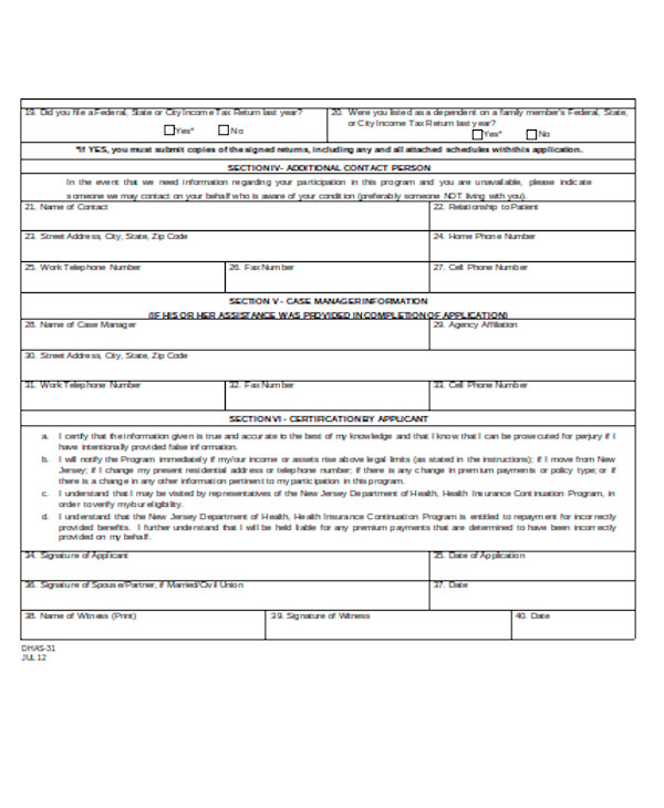 FREE 13+ Health Insurance Form Samples, PDF, MS Word, Google Docs