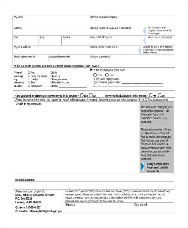 FREE 13+ Health Insurance Form Samples, PDF, MS Word, Google Docs