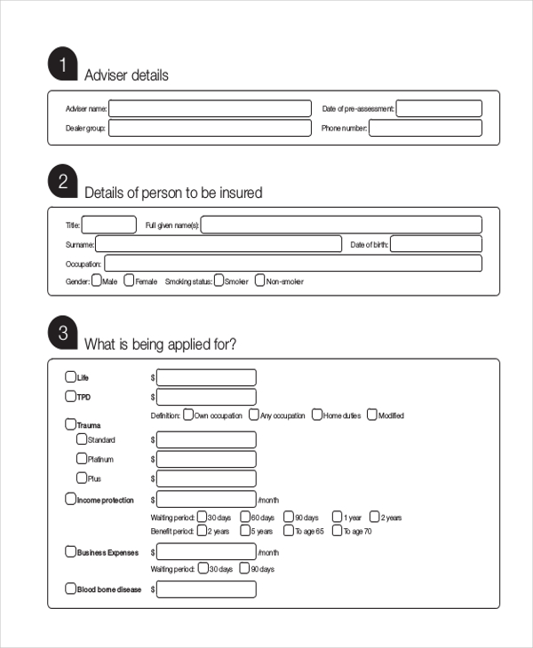 FREE 9+ Sample Insurance Assessment Forms in PDF | Excel | MS Word