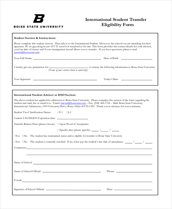 FREE 15+ Student Transfer Form Samples, PDF, MS Word, Google Docs, Excel
